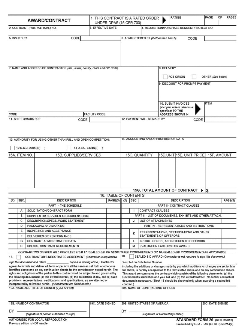 Government Contract Reviews and the SF 26: Protecting Your Business